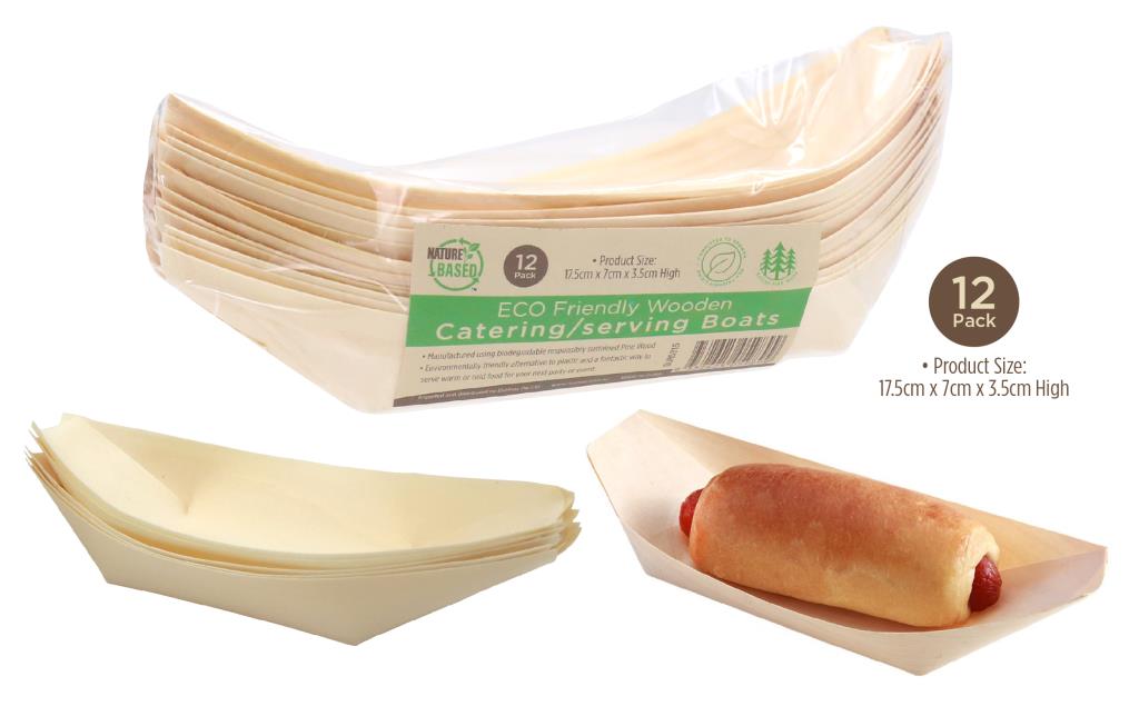ECO Bamboo Catering/Serving Boats – 17.5CM x 8CM-20PK - It'z My Party